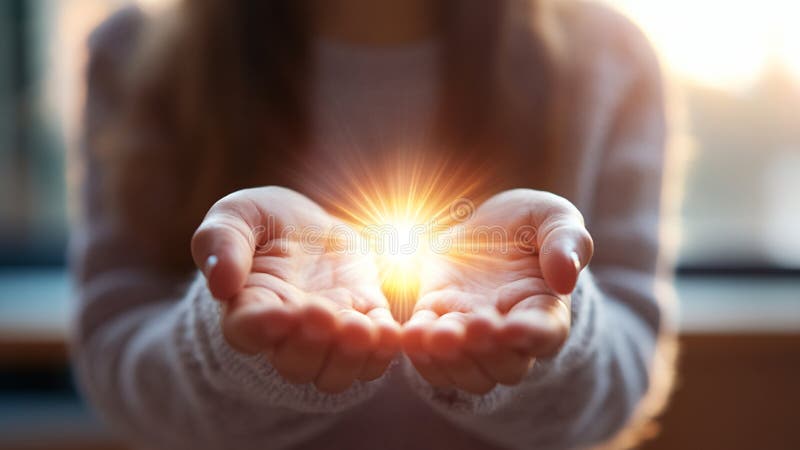 Healer Woman Practicing Energy Healing Emitting Powerful Glowing Light ...