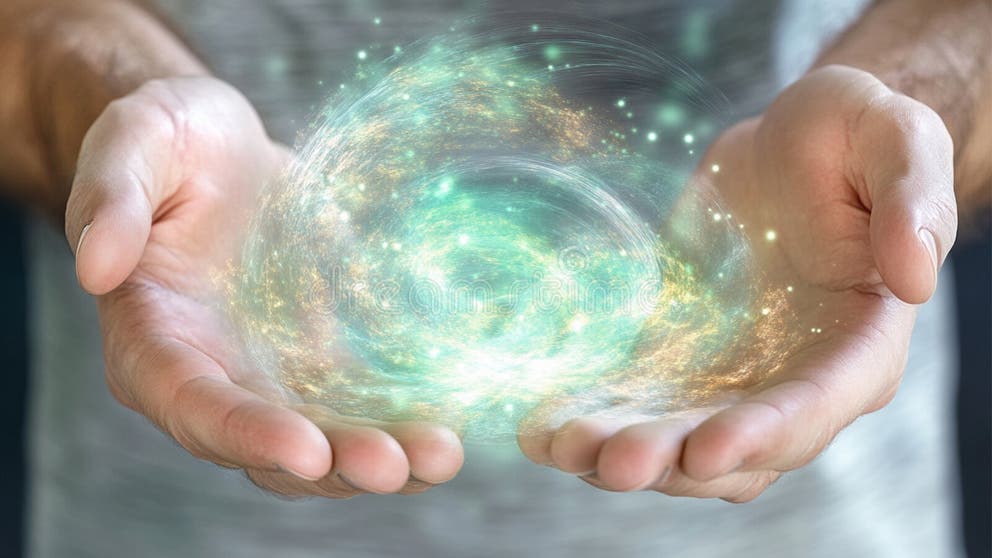 Healer Man Practicing Energy Healing Emitting Powerful Glowing Light ...