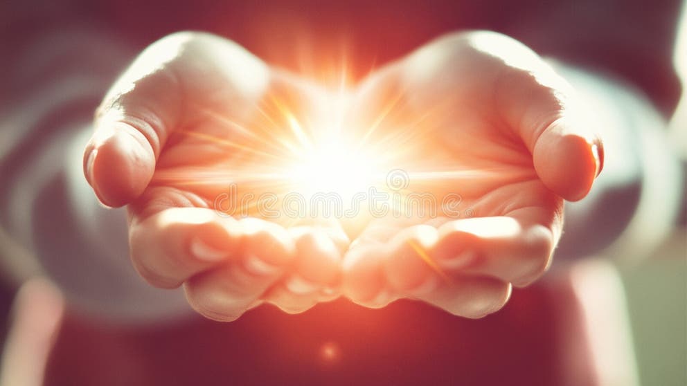 Healer Man Practicing Energy Healing Emitting Powerful Glowing Light ...