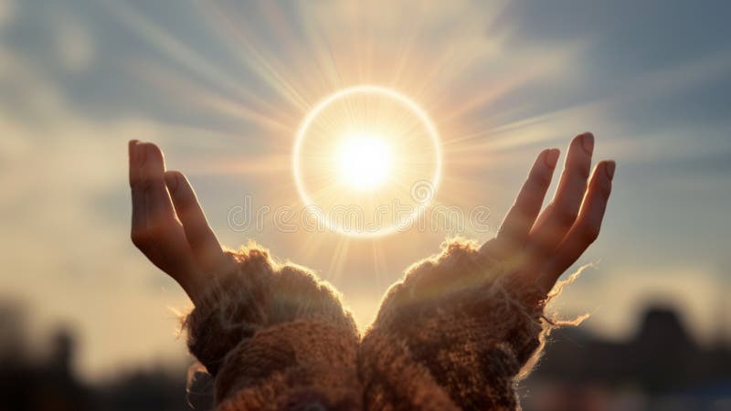 Praying Hands Emitting Powerful Glowing Golden White Light (Reiki ...