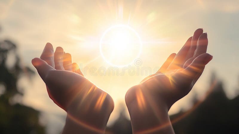 Praying Hands Emitting Powerful Glowing Golden White Light (Reiki ...