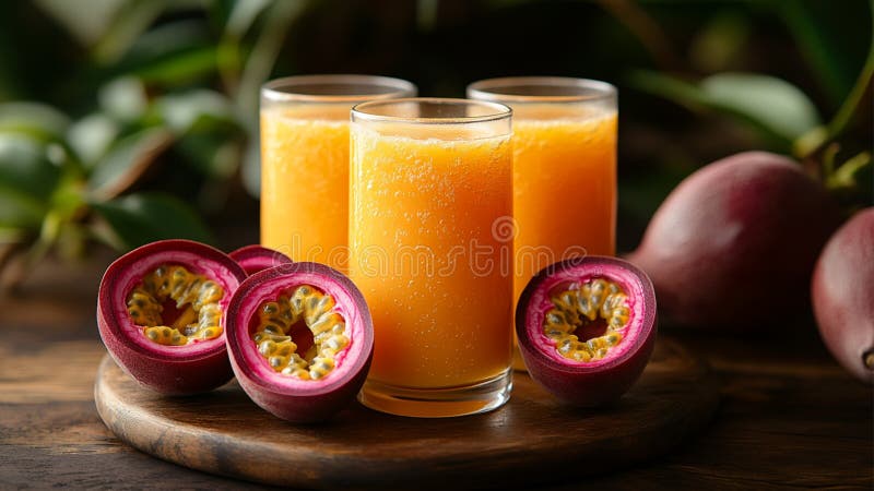 A Perfect Sweet and Tangy Tropical Passion Fruit Juice Smoothie Stock ...