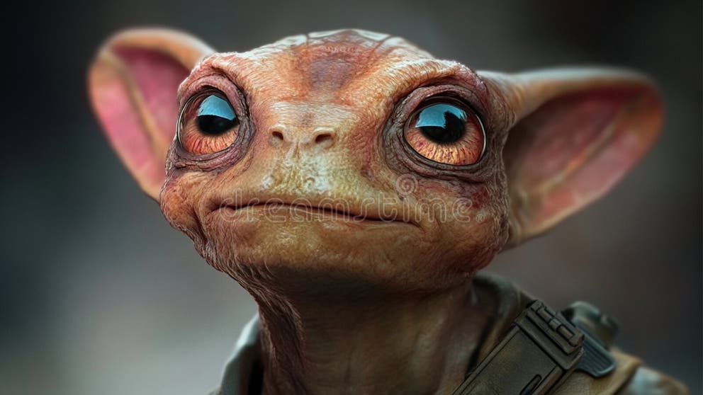 A Cute Beige Extraterrestrial Creature with Elf Ears (Cute Baby Yoda ...