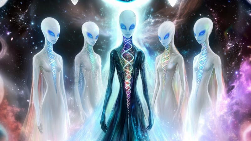 A Group of Colorful High Dimensional Alien Extraterrestrial Beings in a ...