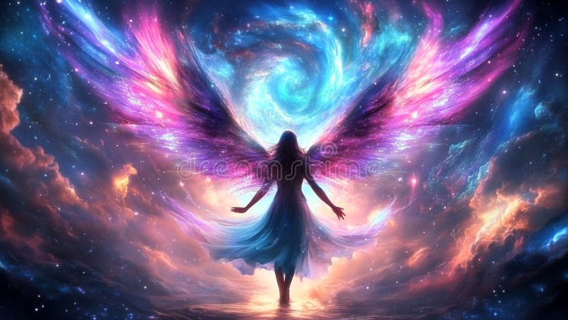 Gorgeous Angel Woman with Angelic Wings in an Ethereal Astral ...