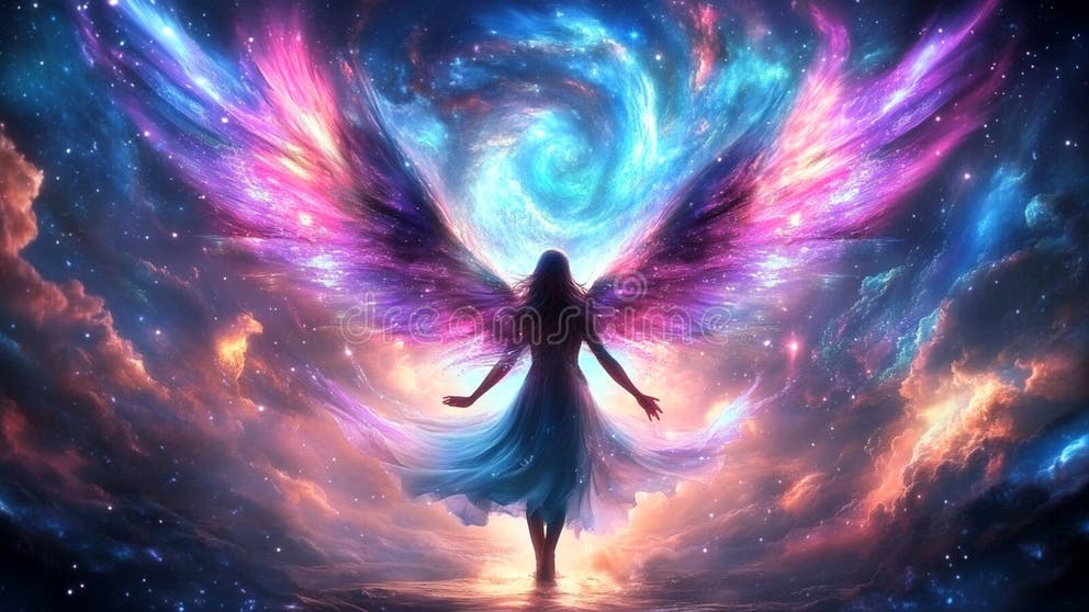 Gorgeous Angel Woman with Angelic Wings in an Ethereal Astral ...