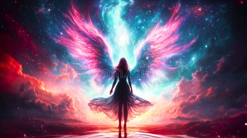 Gorgeous Angel Woman with Angelic Wings in an Ethereal Astral ...