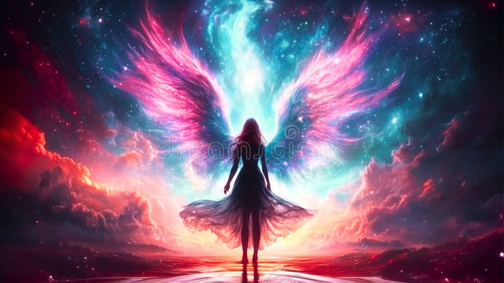 Gorgeous Angel Woman with Angelic Wings in an Ethereal Astral ...