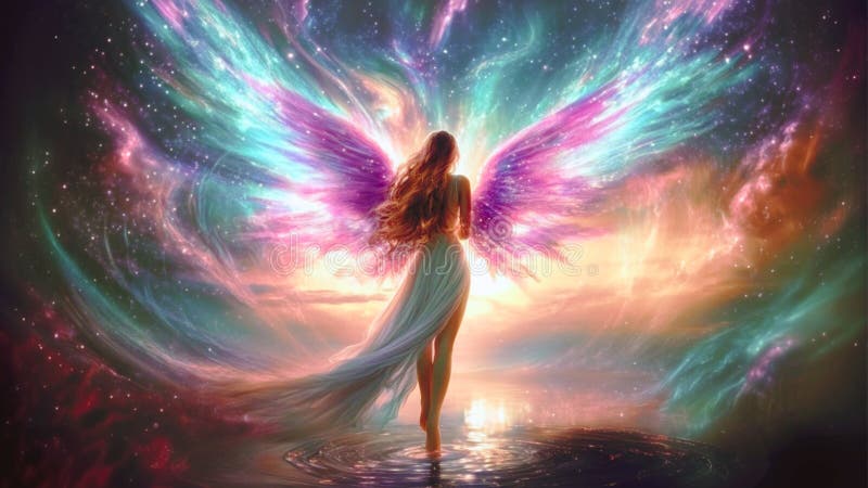 Gorgeous Angel Woman with Angelic Wings in an Ethereal Astral ...