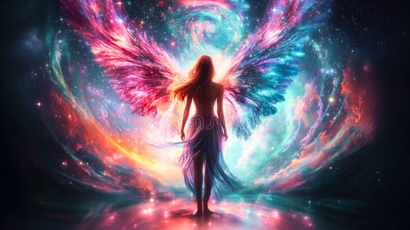 Gorgeous Angel Woman with Angelic Wings in an Ethereal Astral ...