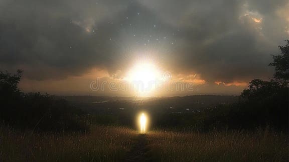 Spiritual Glowing Astral Light Being in a Meadow Landscape (Celestial ...