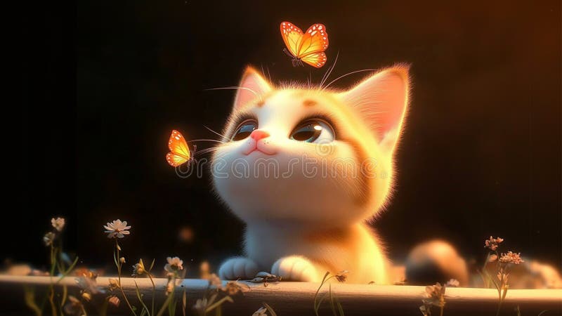 The Cutest, Chubbiest, Most Adorable Kitty Cat Looking at a Golden ...