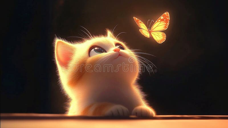 The Cutest, Chubbiest, Most Adorable Kitty Cat Looking at a Golden ...