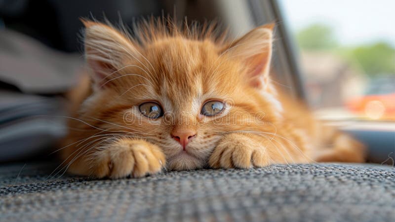 A Cute Kitty Cat Traveling in a Car Stock Image - Image of fluffly ...