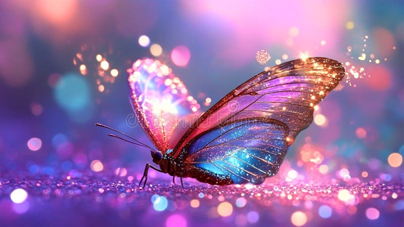 Stunning Magical Iridescent Purple Butterfly Surrounded by Sparkles ...