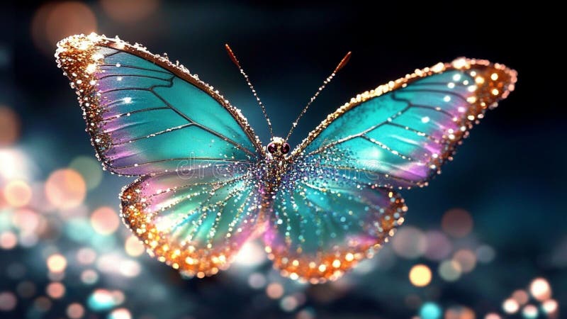 Stunning Magical Iridescent Colorful Butterfly Surrounded by Sparkles ...