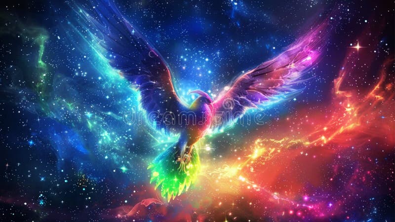 Cosmic Phoenix Rising from the Ashes Stock Illustration - Illustration ...