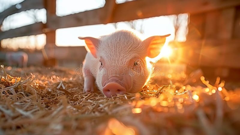 Closeup of a Cute Pig in a Farm Stock Illustration - Illustration of ...