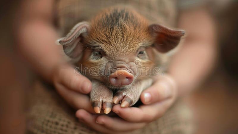 Holding or Hugging Tight a Cute Little Pet Pig Stock Illustration ...