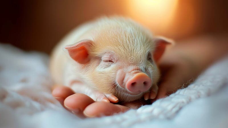 Holding or Hugging Tight a Cute Little Pet Pig Stock Illustration ...