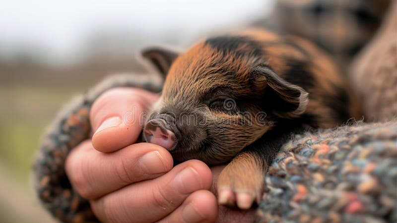 Holding or Hugging Tight a Cute Little Pet Pig Stock Illustration ...