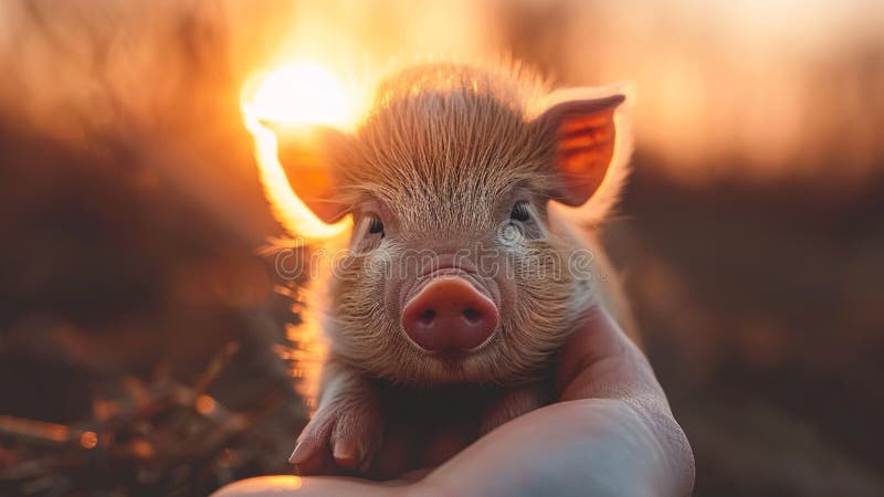 Holding or Hugging Tight a Cute Little Pet Pig Stock Illustration ...