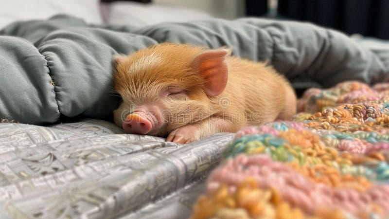 Cute Little Home Pet Pig Sleeping or Napping Stock Illustration ...