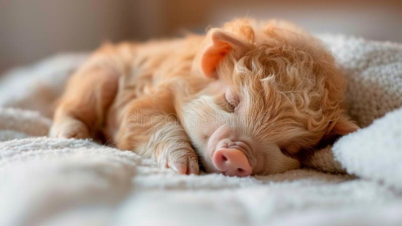 Cute Little Home Pet Pig Sleeping or Napping Stock Illustration ...