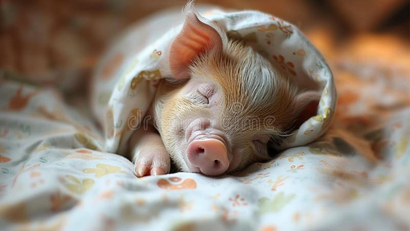 Cute Little Home Pet Pig Sleeping or Napping Stock Illustration ...