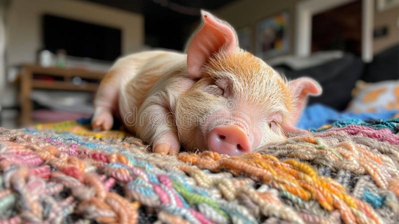 Cute Little Home Pet Pig Sleeping or Napping Stock Illustration ...