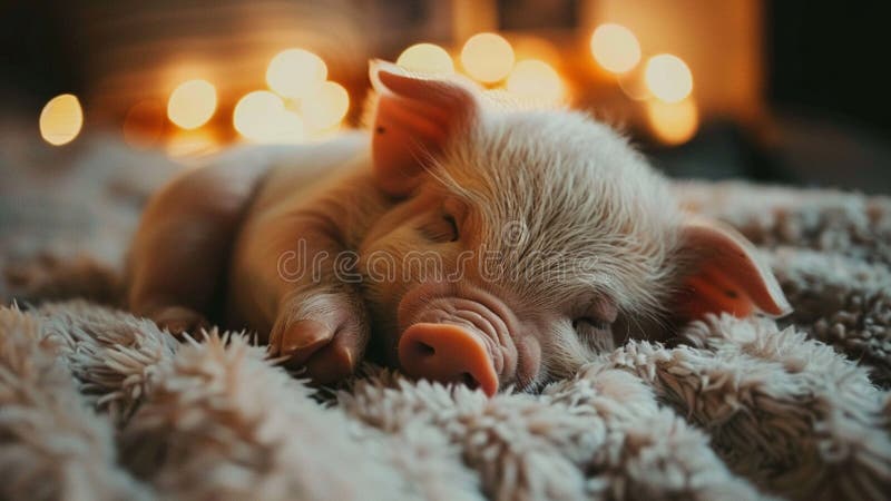 Cute Little Home Pet Pig Sleeping or Napping Stock Illustration ...