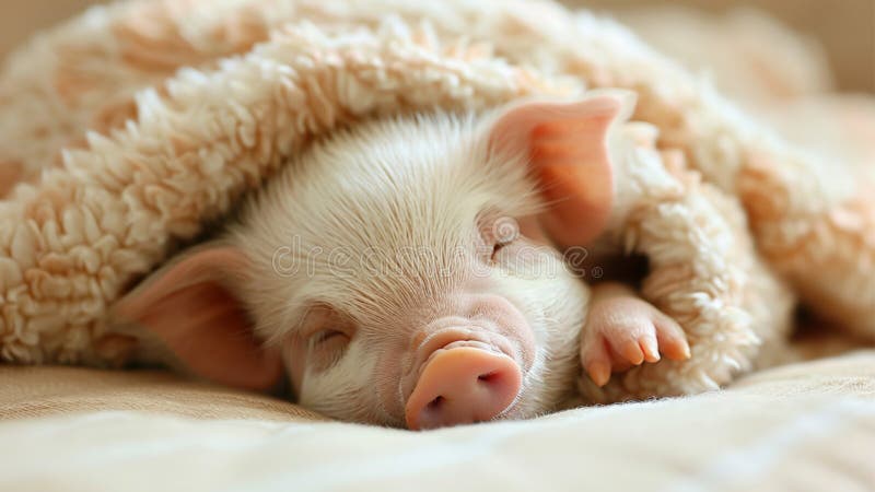 Cute Little Home Pet Pig Sleeping or Napping Stock Illustration ...