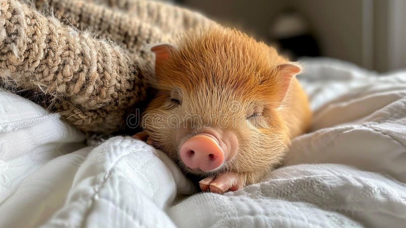 Cute Little Home Pet Pig Sleeping or Napping Stock Illustration ...