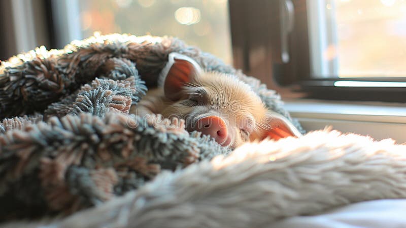 Cute Little Home Pet Pig Sleeping or Napping Stock Illustration ...