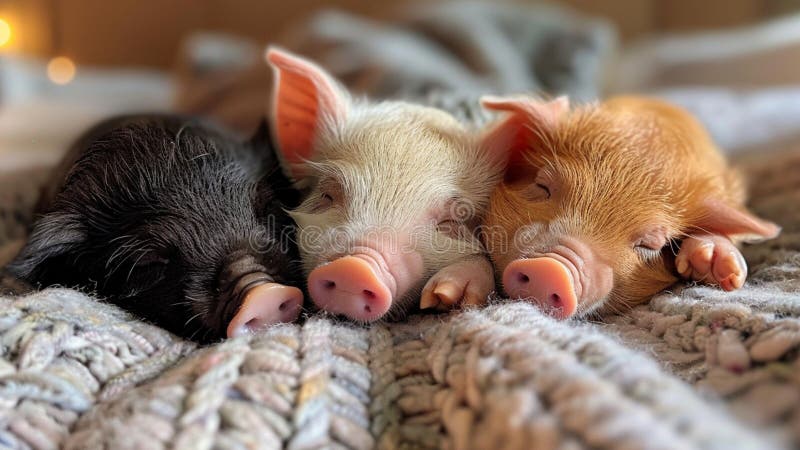 Cute Little Home Pet Pig Sleeping or Napping Stock Illustration ...