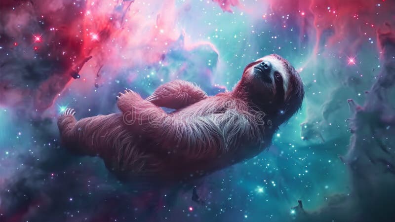 Cosmic Sloth on a Beautiful Dreamlike Cloud in a Fantasy Magical Forest ...