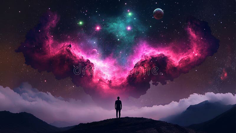 Pensive Starseed Man Introspecting, Reflecting, Contemplating while ...