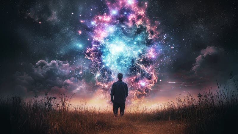 Pensive Starseed Man Introspecting, Reflecting, Contemplating while ...