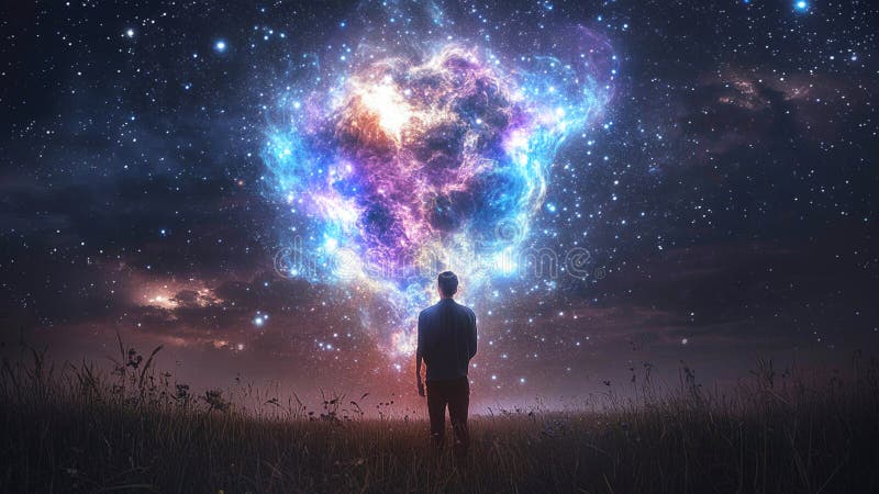 Pensive Starseed Man Introspecting, Reflecting, Contemplating while ...