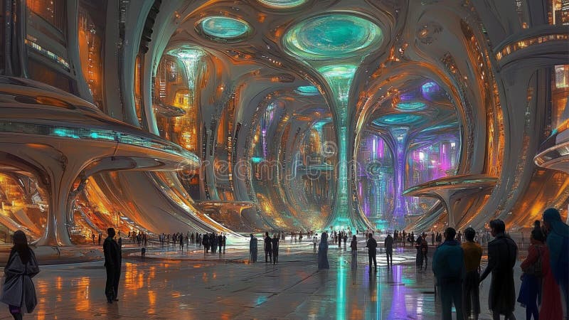 Alien Futuristic City with Extraterrestrial People and High ...