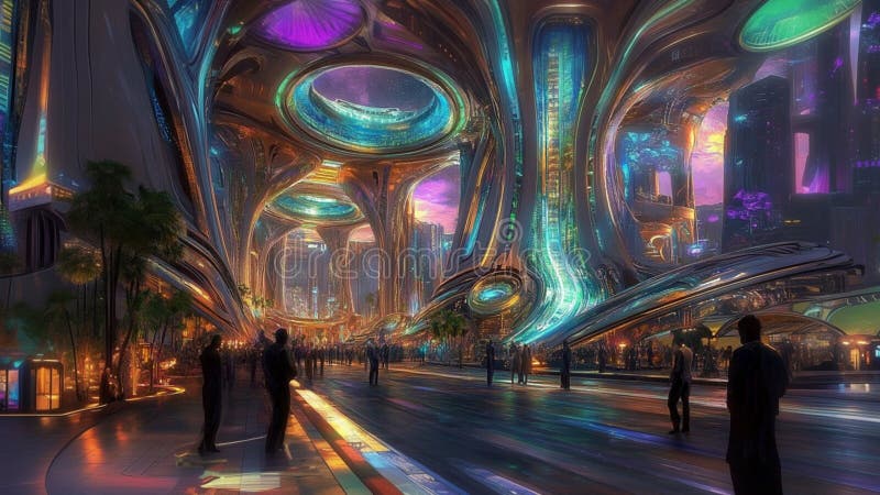 Alien Futuristic City with Extraterrestrial People and High ...