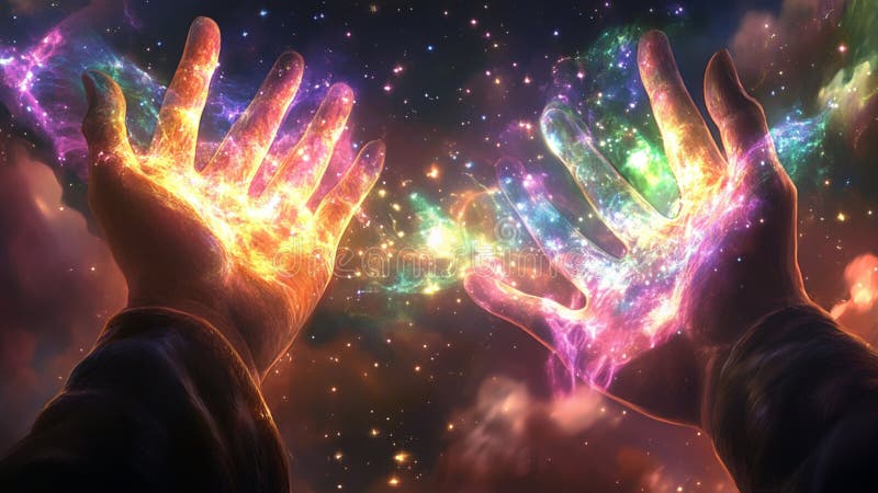 Healer Man Practicing Energy Healing Emitting Powerful Glowing Light ...