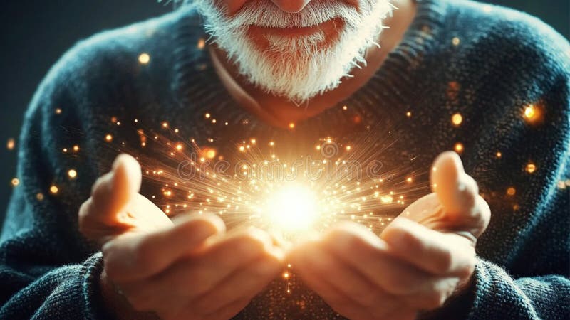 Healer Man Practicing Energy Healing Emitting Powerful Glowing Light ...