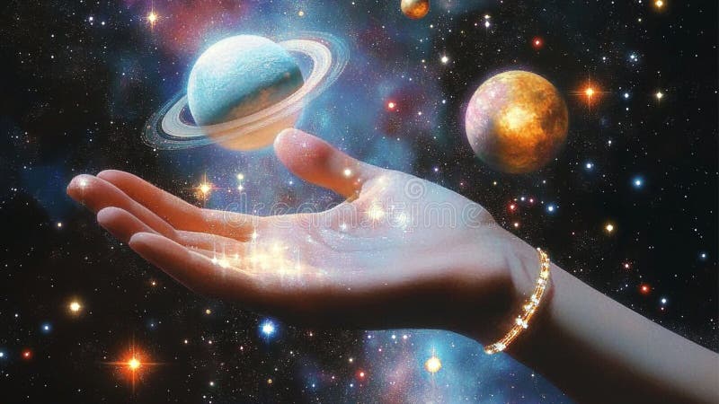 Hands Holding Cosmic Planets, Nebulas, Galaxies, Stars and ...