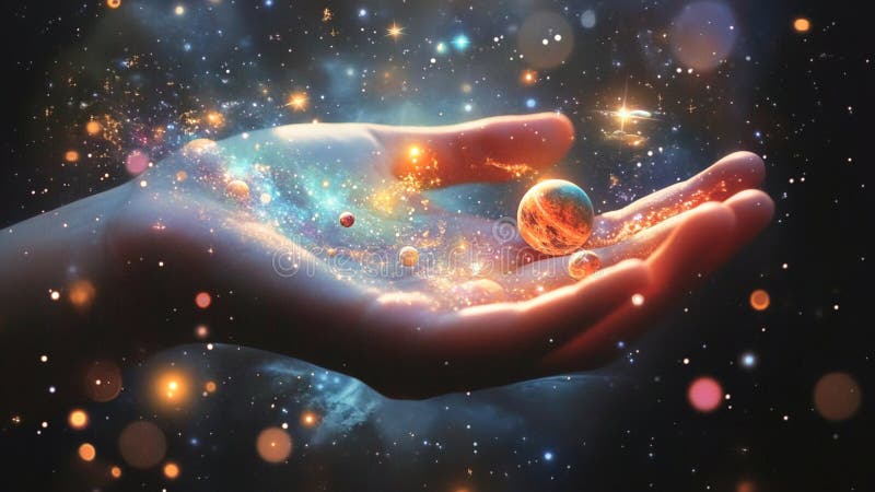 Hands Holding Cosmic Planets, Nebulas, Galaxies, Stars and ...