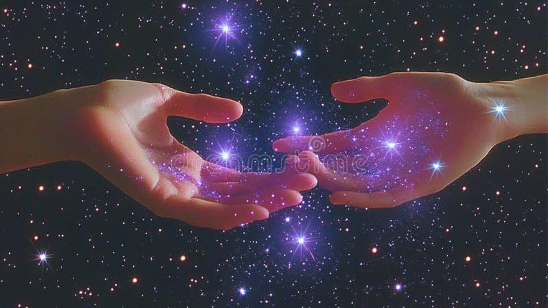 Cosmic Hands Emitting Magical Power, Spiritual Energy and Glowing ...