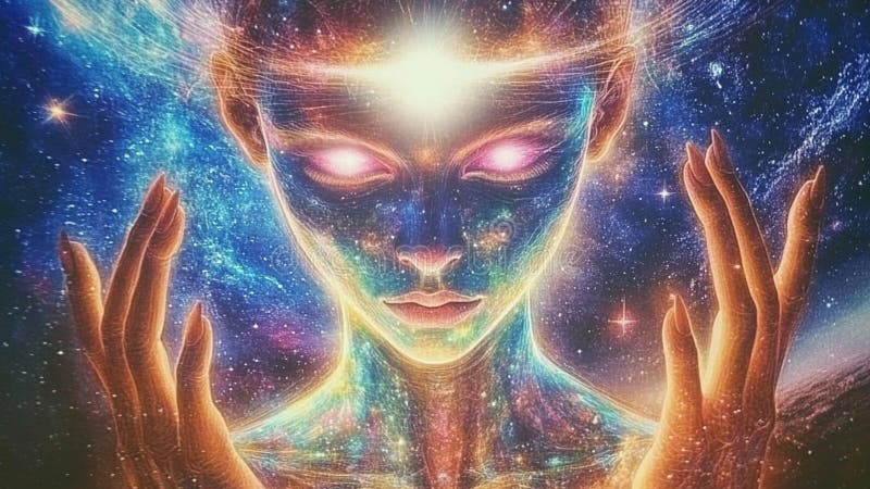 Peaceful Meditating Woman in Spiritual Enlightenment (Kundalini ...