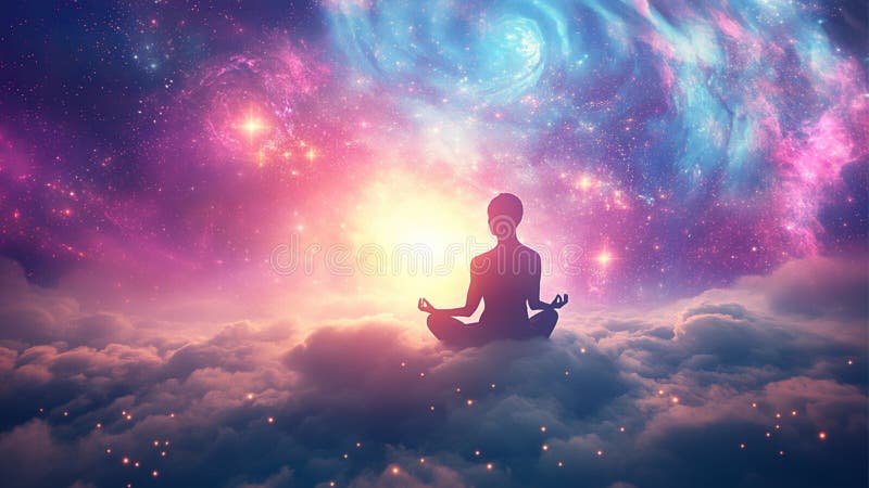 Peaceful Meditating Woman in Spiritual Enlightenment (Kundalini ...