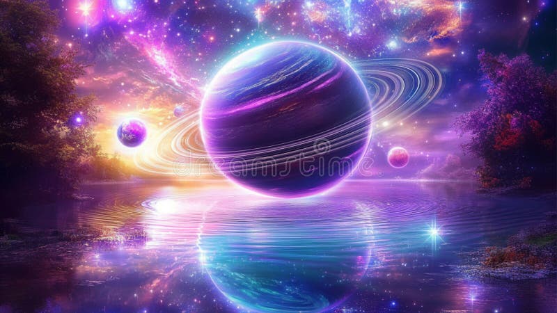 Cosmic Purple Otherworld Planet in a Fantasy Universe Background (High ...