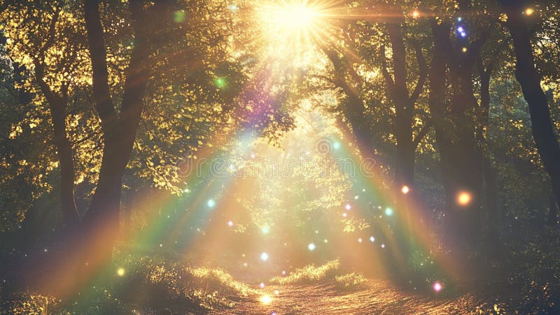 Beautiful Golden Iridescent Sun Rays Sunlight Sunshine in a Forest ...